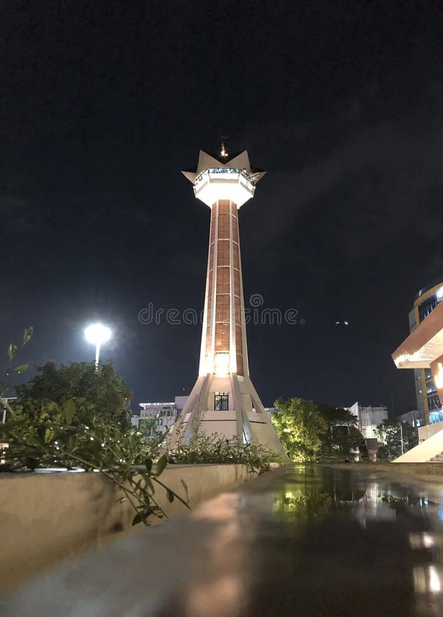 Tower at night stock photo. Image of center, semarang - 308793052