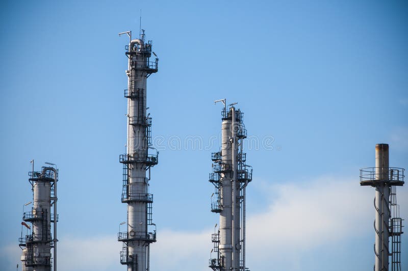 Tower of oil refinery stock image. Image of energy, company - 30821099