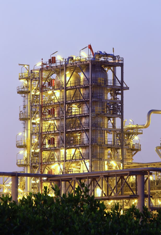 Oil refinery plant tower stock photo. Image of environment - 76393388