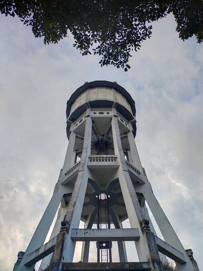 Tower old water tank stock image. Image of mast, blue - 336363811
