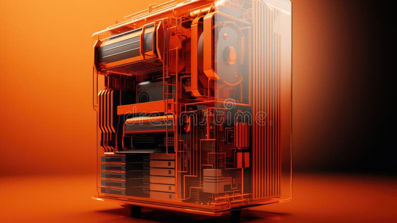 Tower orange computer stock illustration. Illustration of bold - 336159359