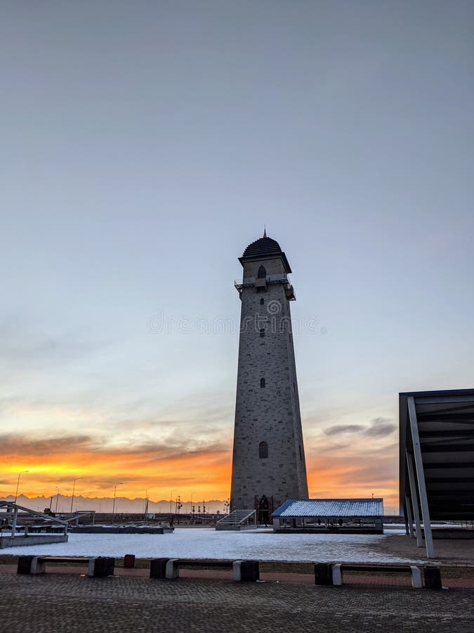 The Tower of Peace at Sunset in the City of Magas Stock Photo - Image ...