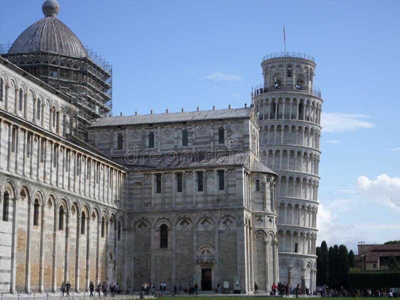 Tower of Pisa Behind Cathedral of Santa Maria Assunta. Stock Photo ...