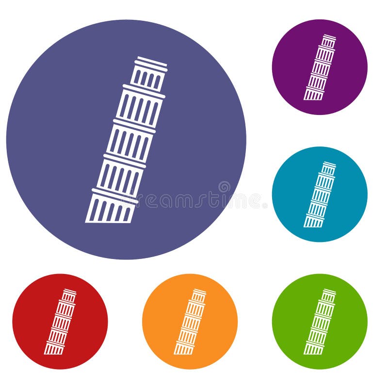 Tower of pisa icons set stock vector. Illustration of famous - 95833572