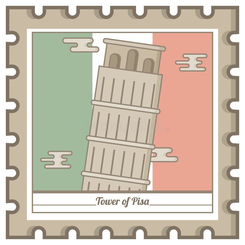 Stamp Pisa Tower in Italy, Vector Stock Vector - Illustration of ...