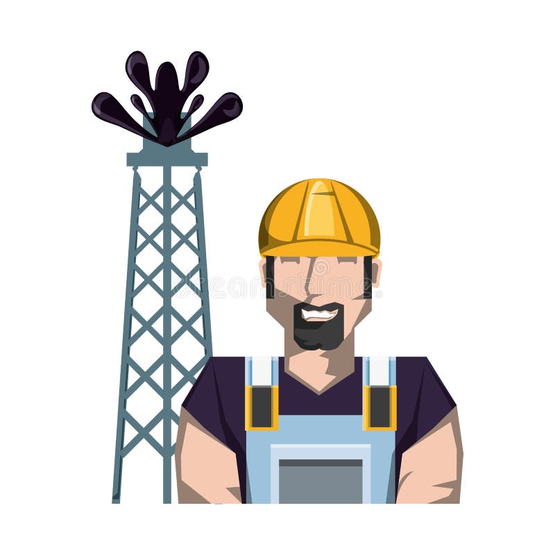 Tower of Plant Oil Extraction with Worker Character Stock Illustration ...