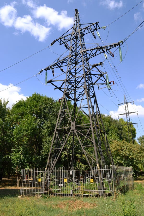 Tower Pole for Aerial Lines Stock Photo - Image of industrial, tower ...