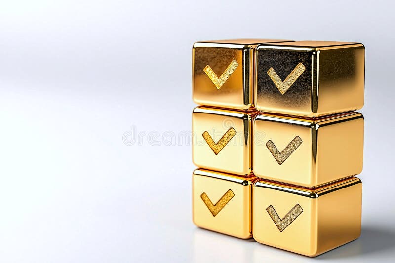 A Tower of Polished Golden Cubes with Goals, Symbolizing Progress ...