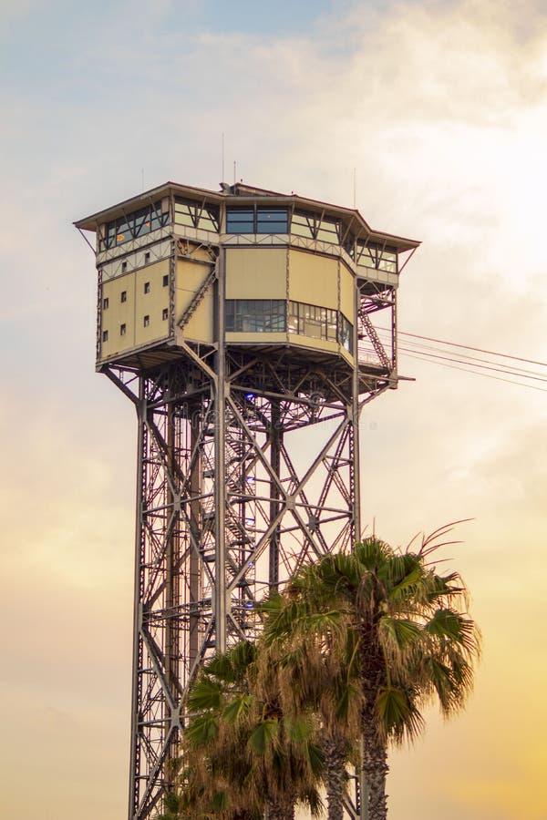 Tower in port of Barcelona stock image. Image of aerial - 159112653