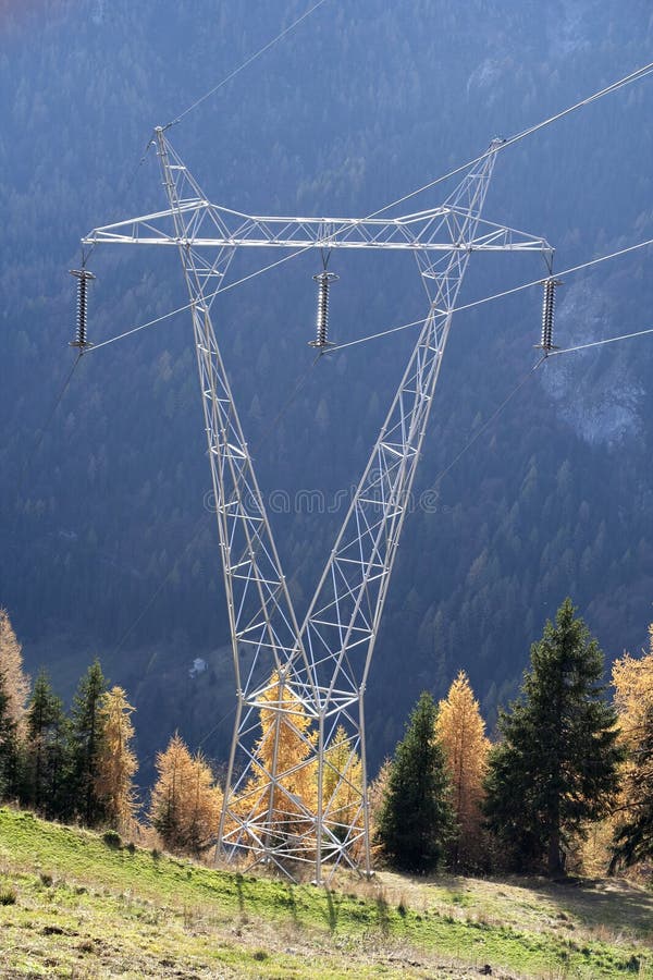 Tower of Power Line High Voltage Stock Image - Image of flying ...