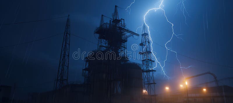 Power Plants Tower, Electricity, Lightning Stock Illustration ...