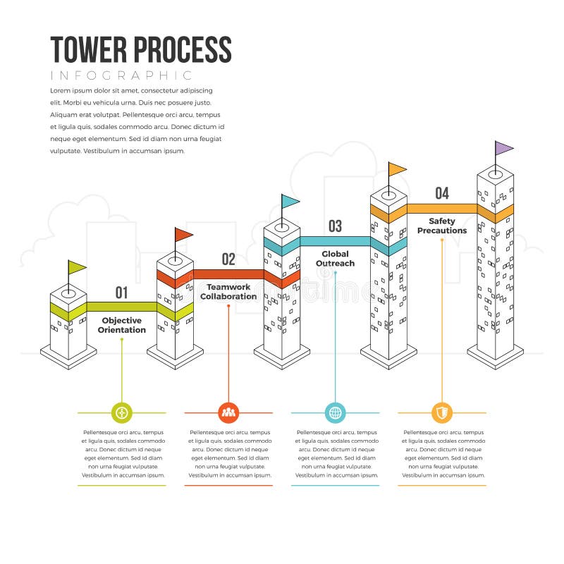 Tower Process Infographic stock vector. Illustration of concept - 78155964