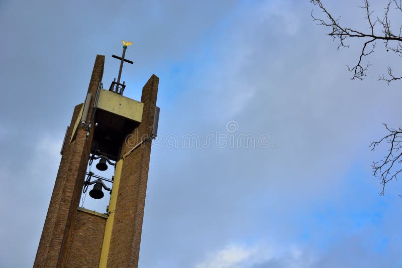 Tower of a Protestant Church and Tree-tops Stock Photo - Image of ...