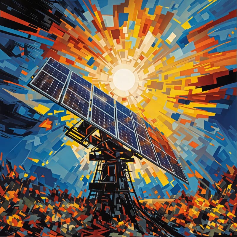 Tower Radiance: Solar Panel on Tower in Open Field, Generative Ai Stock ...