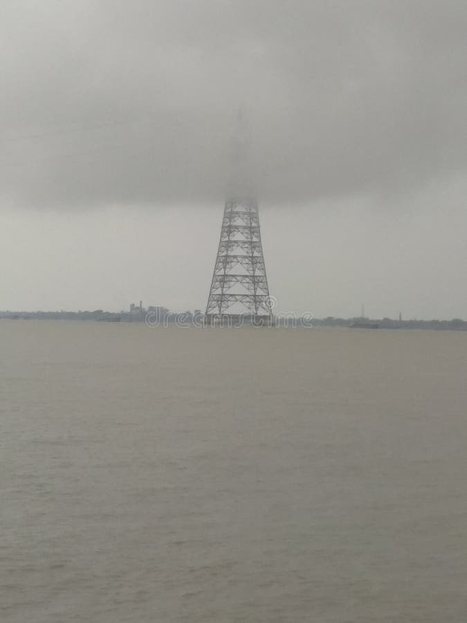 Tower on River stock photo. Image of water, tower, electrictower ...