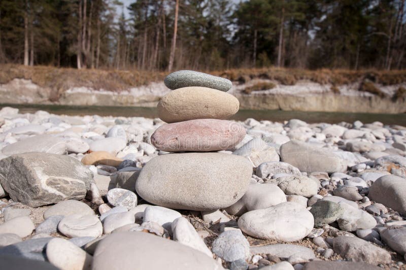 Tower of Rocks at the Shore Stock Image - Image of balance, stack ...