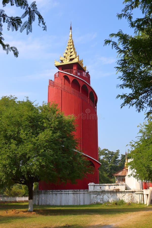 The Watch Tower Of Mandalay Royal Palace, Myanmar Stock Image - Image ...