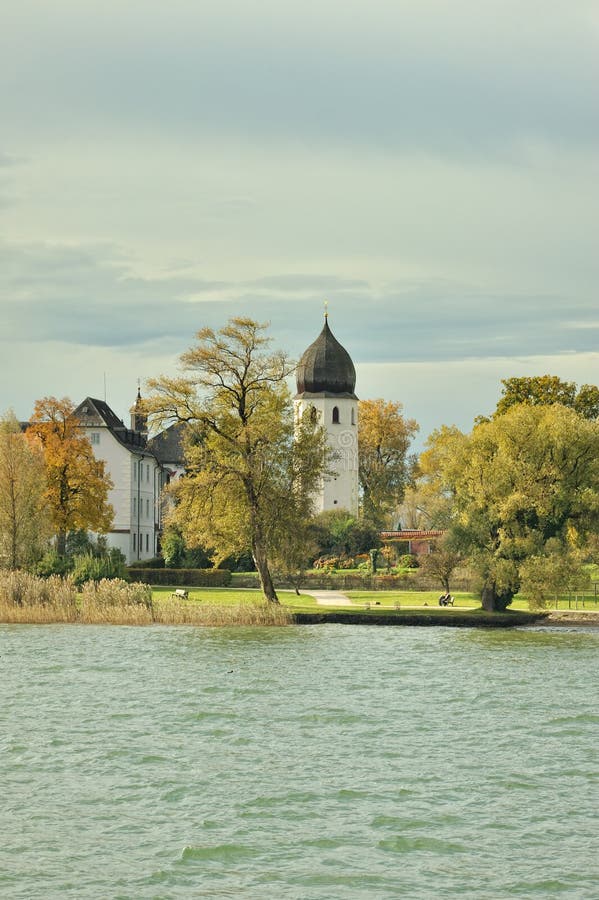 Tower of the Seeon Abbey in Chiemgau Stock Image - Image of shadows ...