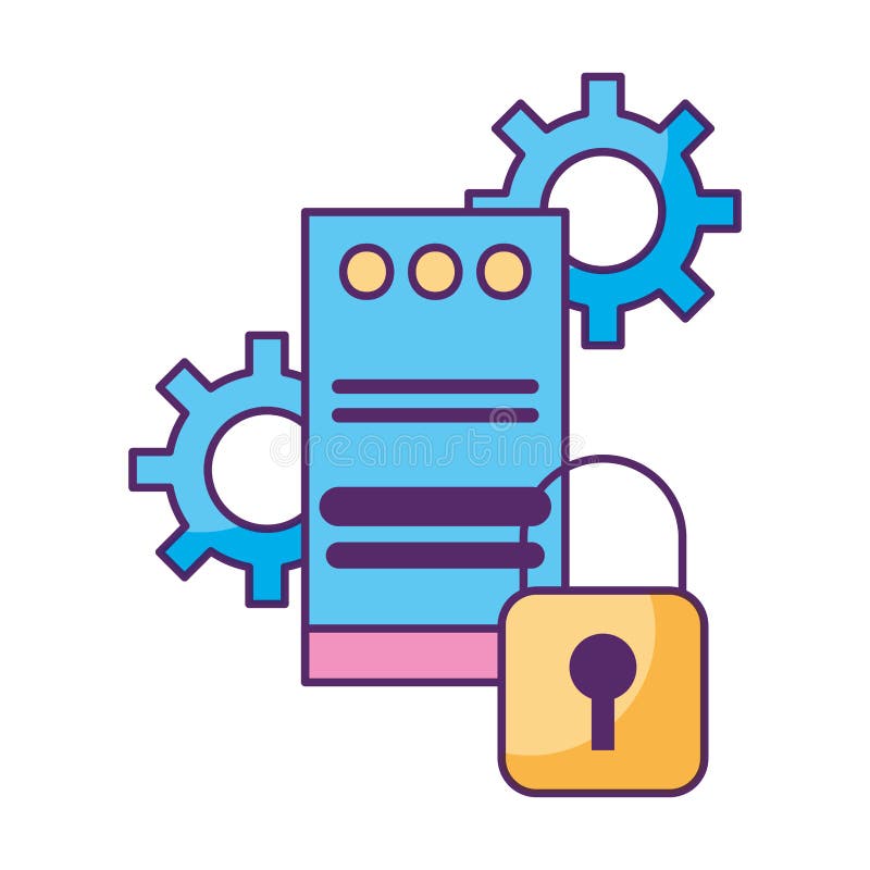 Tower Server Security Technology Data Storage Stock Illustration