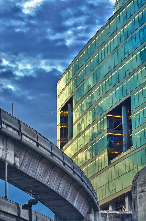 Tower and skytrain rail stock photo. Image of window - 25606838