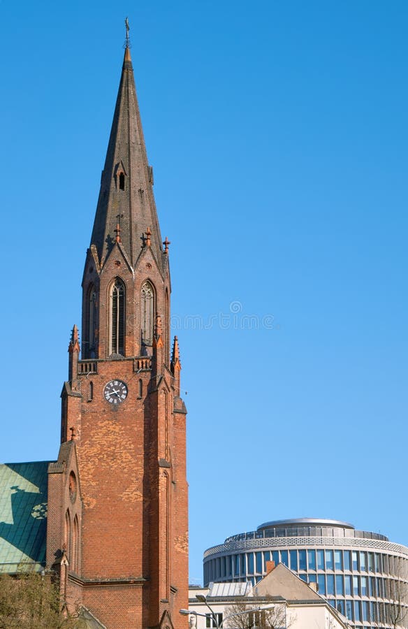 Tower Soaring Neo-Gothic Church Stock Image - Image of glass, poznan ...