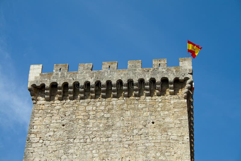 Tower with spain flag. stock image. Image of tourist - 92638257