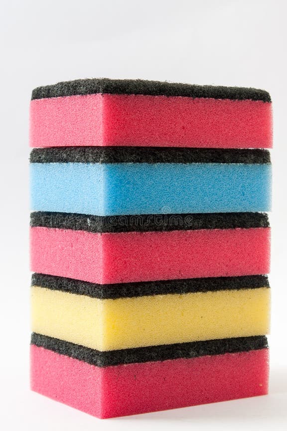 Tower of the Sponges for Dishwashing Stock Image - Image of cutout ...