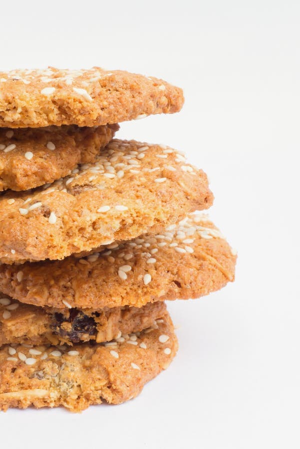 Tower Stack of Cookies with Sesame Seeds Stock Image - Image of closeup ...