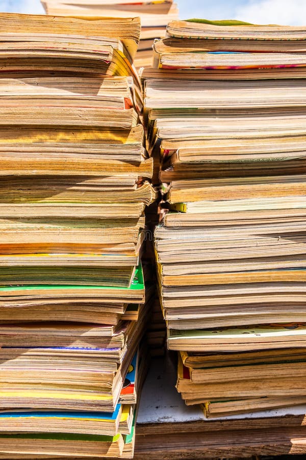 Tower Stack of Old Books and Comics Stock Photo - Image of study ...