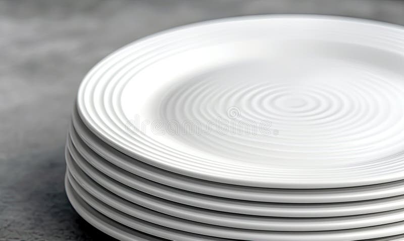 A Tower of Stacked White Plates, Neatly Arranged and Balanced Stock ...