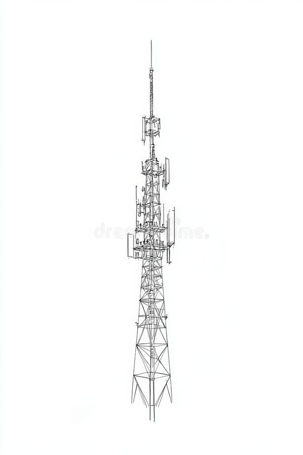 Tower Structure with Telecommunications Equipment in Minimalist Style ...