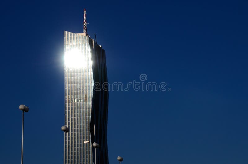 Tower sun radiation stock image. Image of capital, glass - 35529335