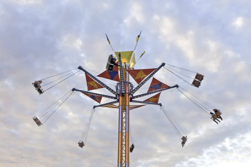 Tower Swing Ride in the Evening Stock Image - Image of swing, seats ...