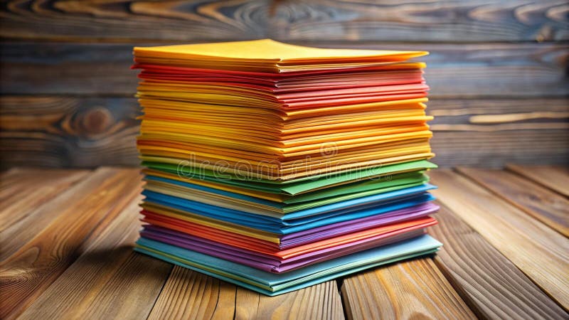 A Tower of To-Dos: a Colorful Stack of Papers AI Generated Stock ...