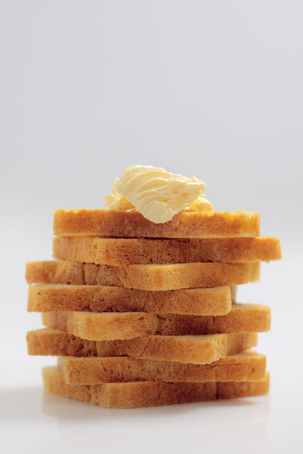 Tower from Toast Bread Slices with Butter Stock Image - Image of ...