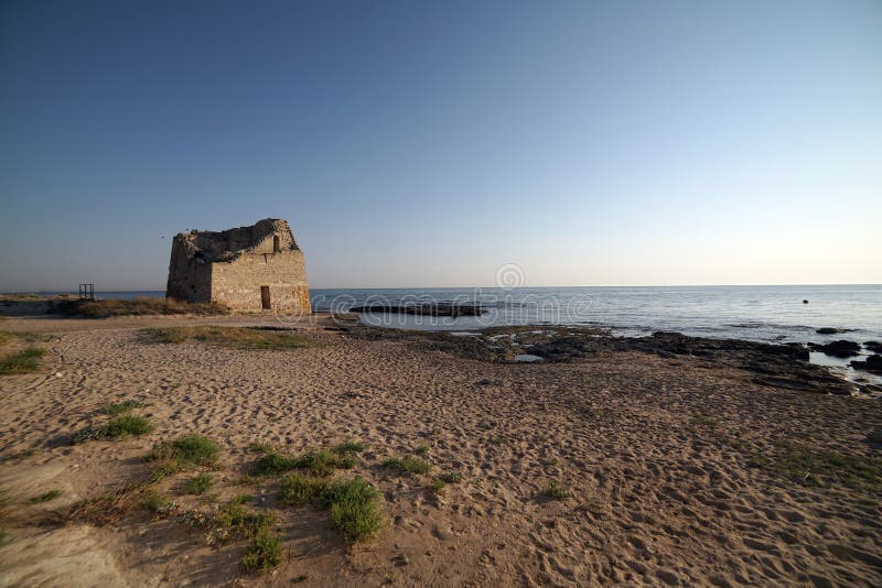 Tower of Torre Rinalda, Italy Stock Image - Image of coast ...
