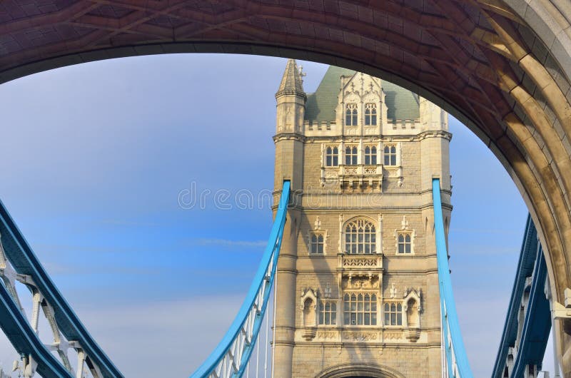Tower of Tower Bridge through Arch Stock Image - Image of capital ...