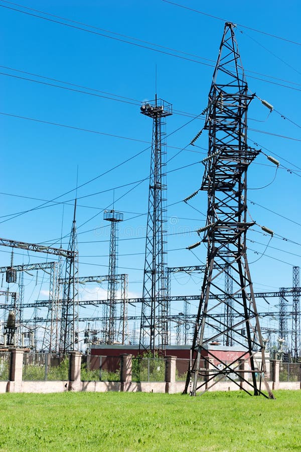 Line of High Voltage Equipment Stock Image - Image of infrastructure ...