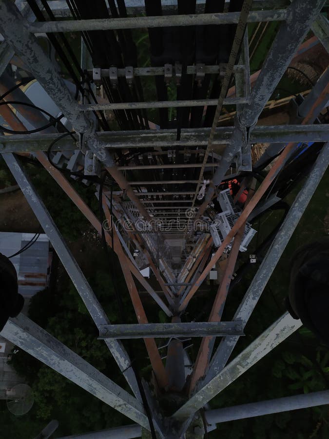 Tower Triangle Telecommunication Mountain View Stock Photo - Image of ...