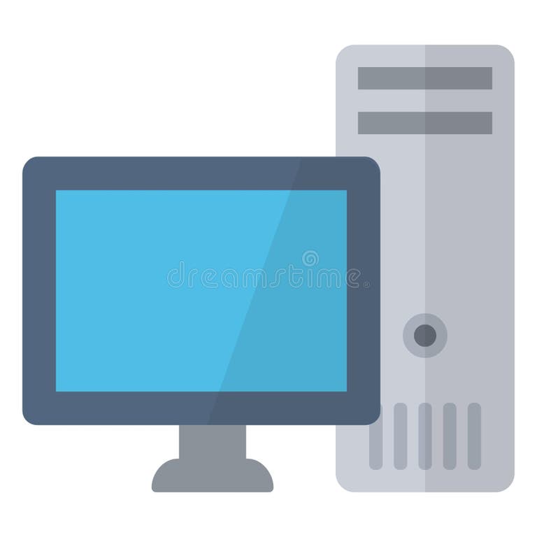 Tower Type CPU with Monitor Computer Set Stock Image - Illustration of ...