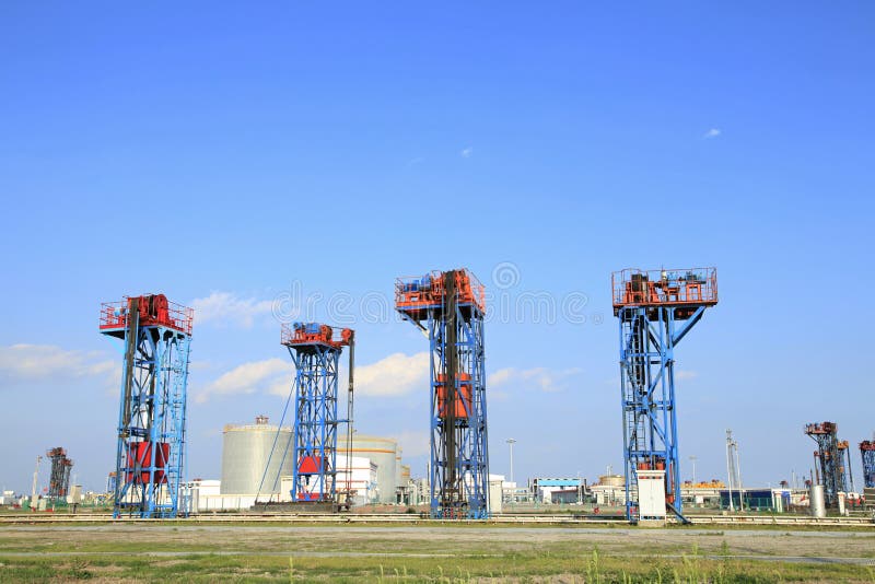 Tower type pumping unit stock photo. Image of helicopter - 44883086