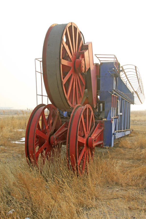 Tower Type Pumping Unit Wheel Bracket in the Desert Stock Photo - Image ...