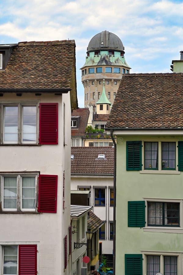 Tower of the Urania Observatory in Old Town Zurich Stock Image - Image ...