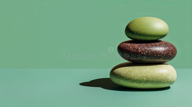 Tower of Varied Textured Soap Stones in Spa Setting on Solid Teal ...