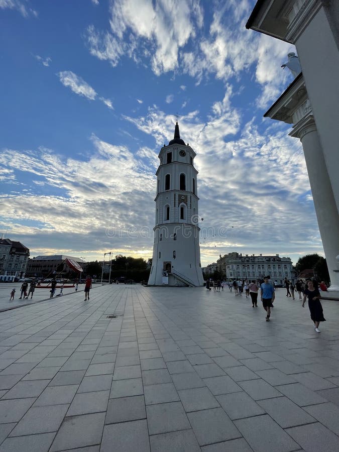 Tower at Vilnius center editorial stock image. Image of evening - 254749284