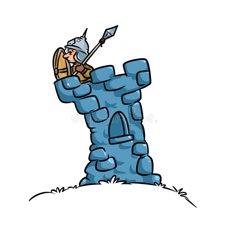 Tower Warrior Medieval Fortress Cartoon Stock Illustration ...