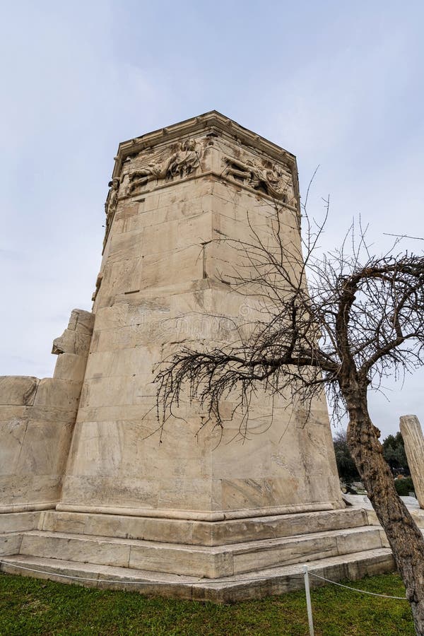 Tower of the Winds in Athens with Winter Tree Stock Photo - Image of ...
