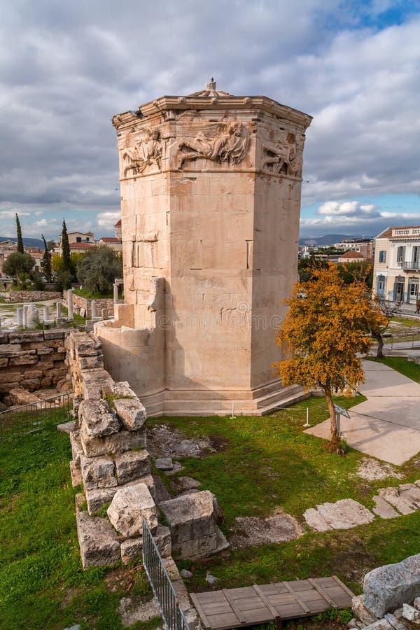 The Tower of Winds at the Roman Agora of Athens Stock Image - Image of ...