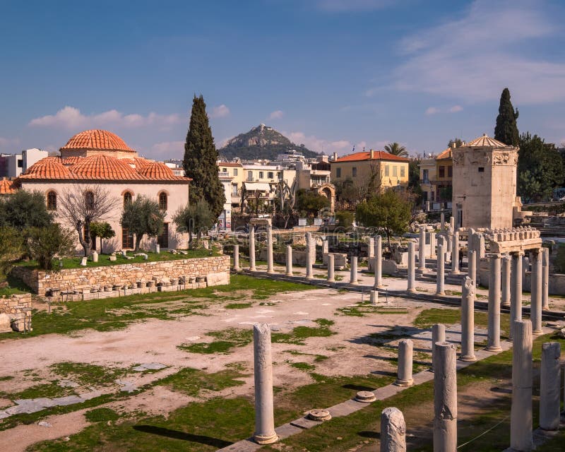 Tower of the Winds and Roman Agora in Athens, Greece Stock Image ...