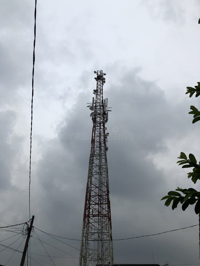 Telecommunication Transmission Tower Stock Image - Image of wire ...